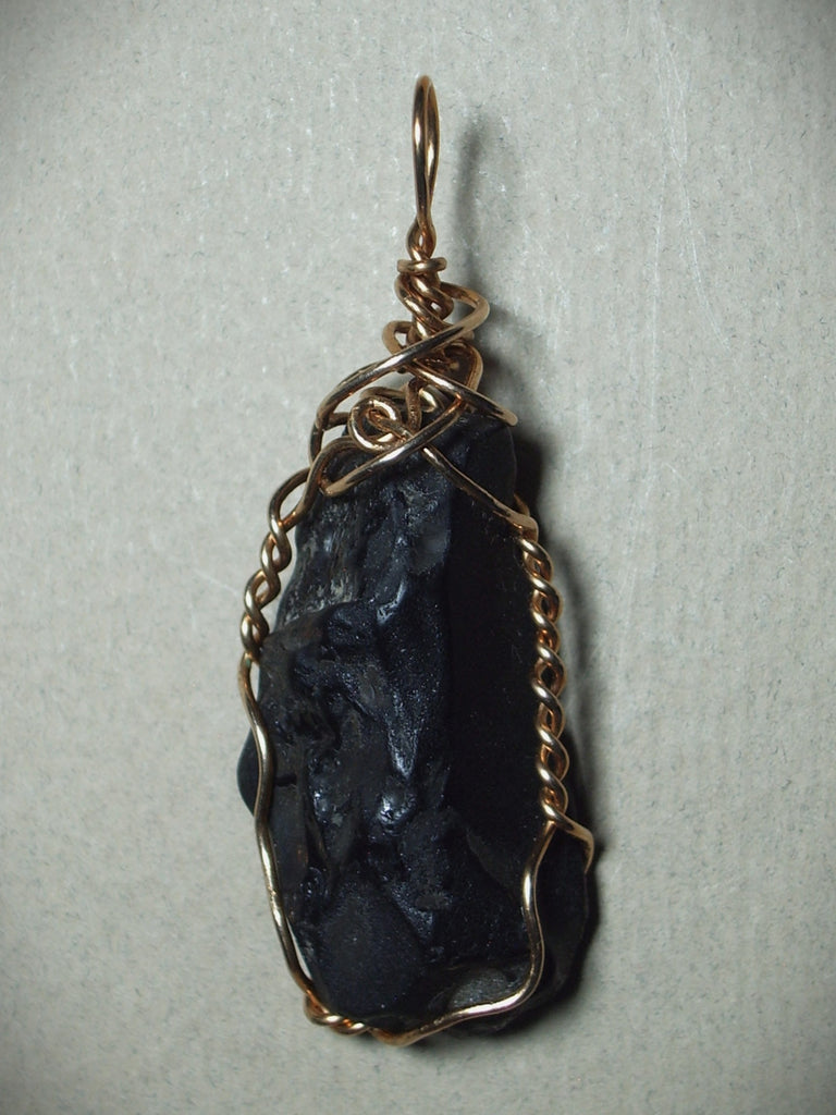 Raw Apache Tear Pendant Wire Wrapped Bronze – Jemel